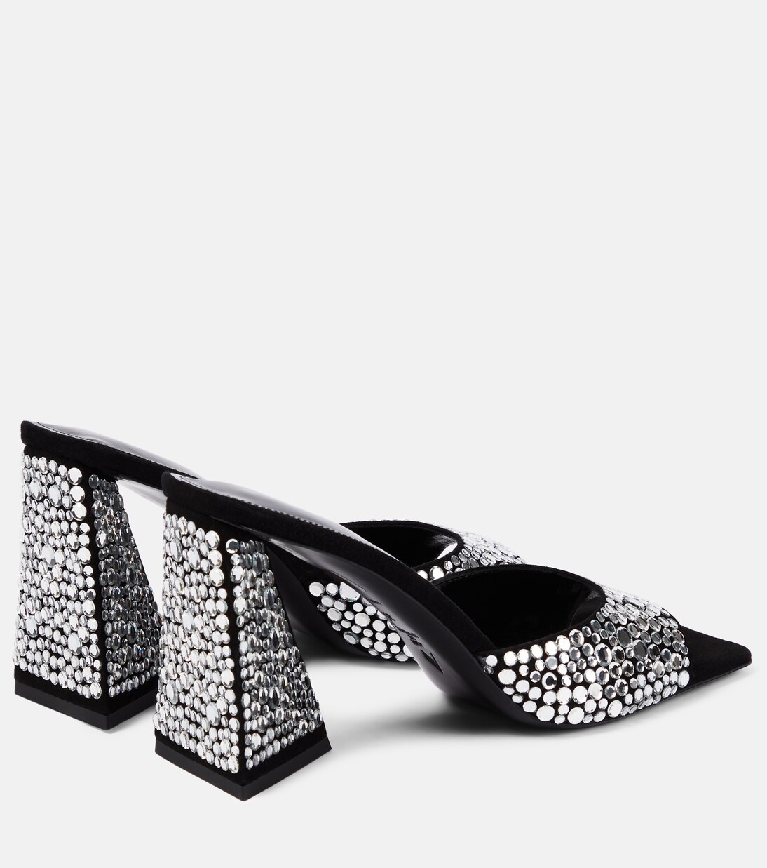Mini Devon 85 embellished suede mules in silver - The Attico | Mytheresa