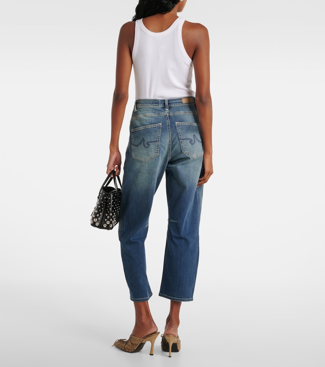 High-rise barrel-leg jeans in blue - AG Jeans | Mytheresa