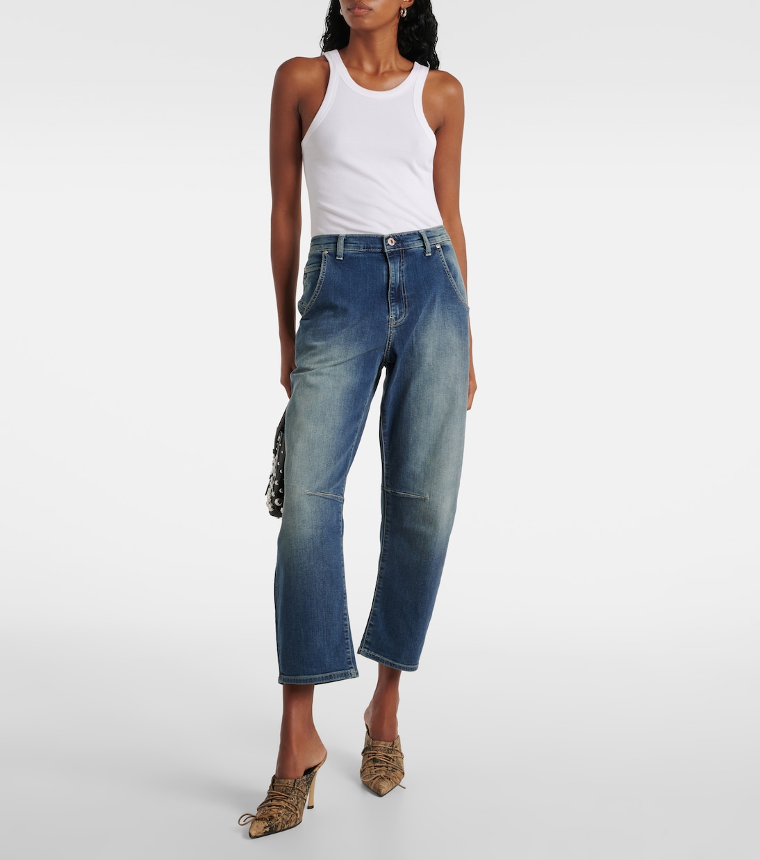 High-rise barrel-leg jeans in blue - AG Jeans | Mytheresa