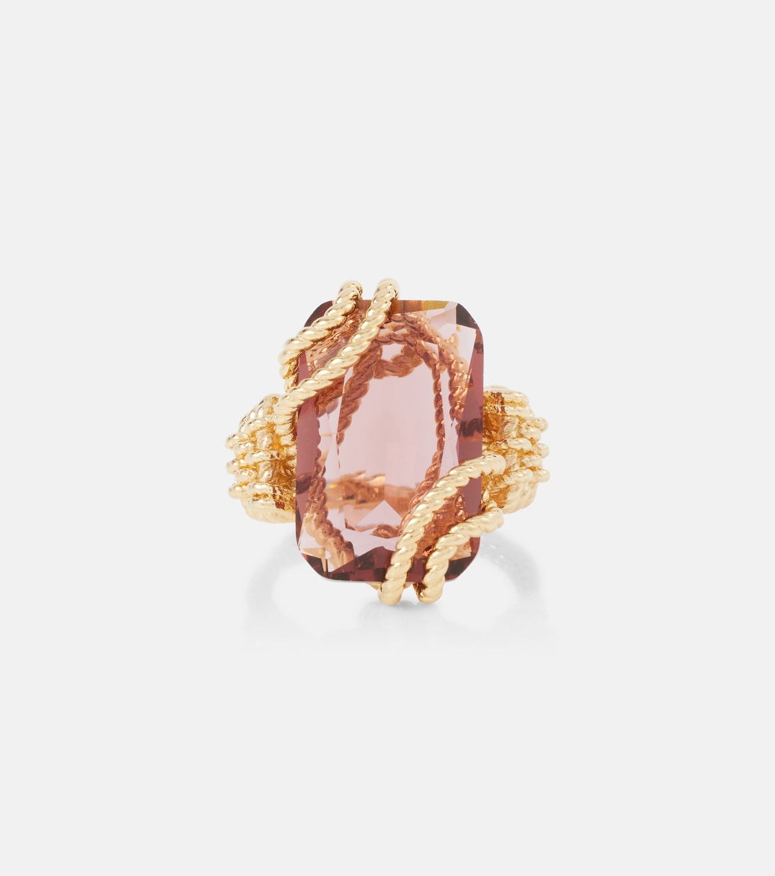 Bloom embellished gold-plated ring in burgundy - Zimmermann | Mytheresa