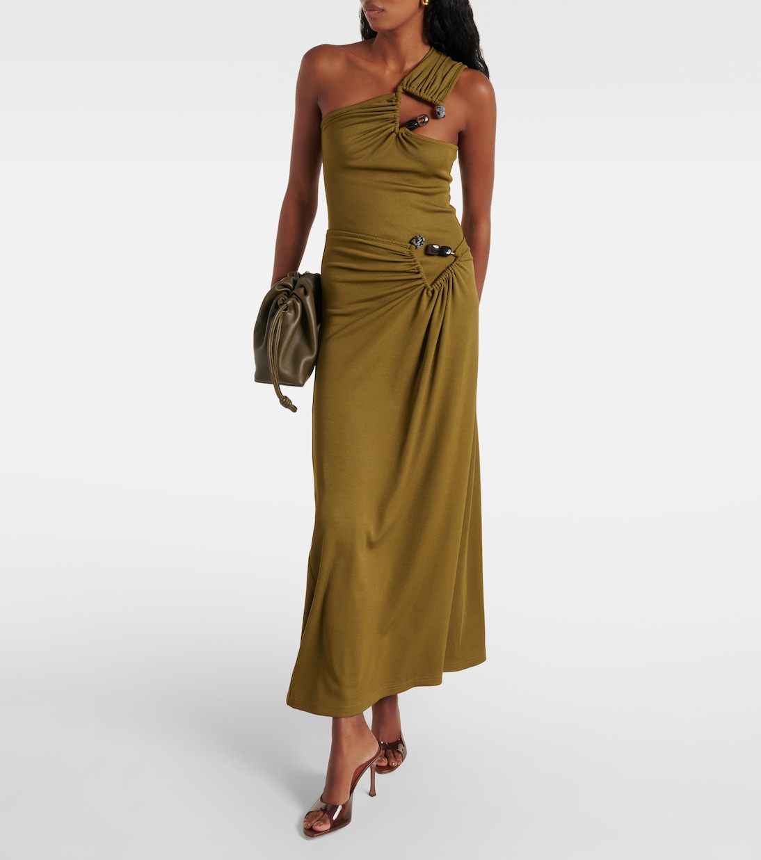 Tri Crystal ribbed-knit embellished top in green - Christopher Esber ...