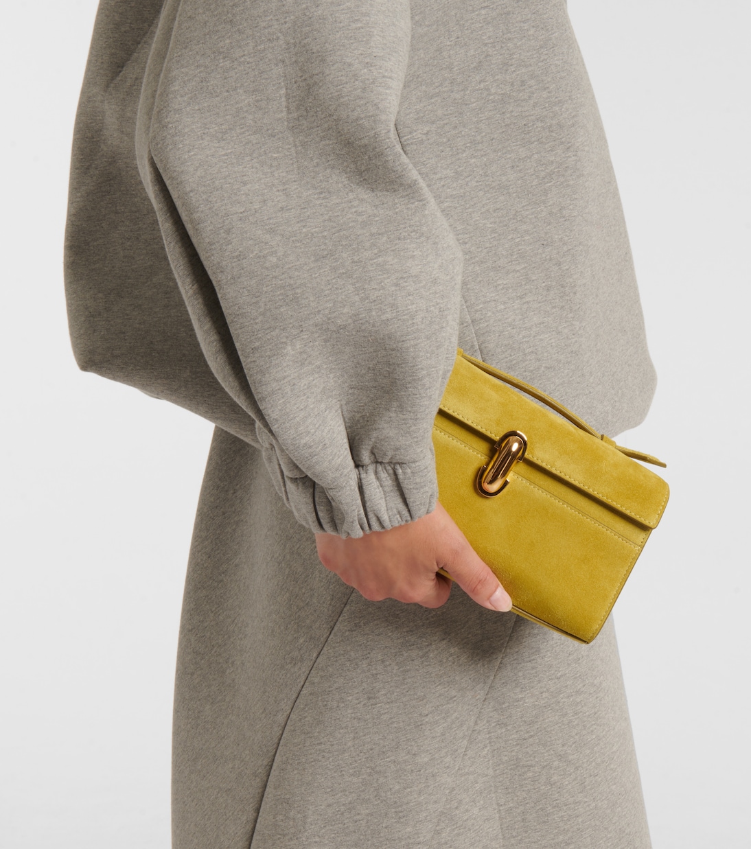 Symmetry Pochette suede tote bag in green - Savette | Mytheresa