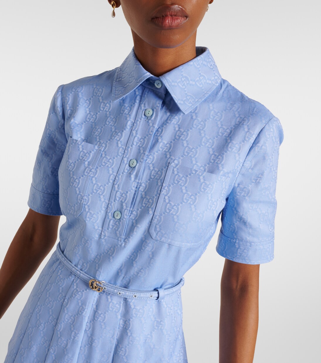 Cotton shirt dress in blue - Gucci | Mytheresa
