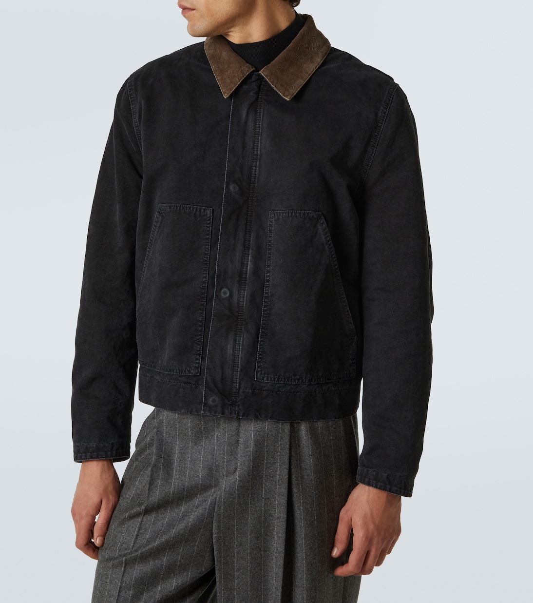 Corduroy-trimmed cotton canvas jacket in black - Saint Laurent | Mytheresa