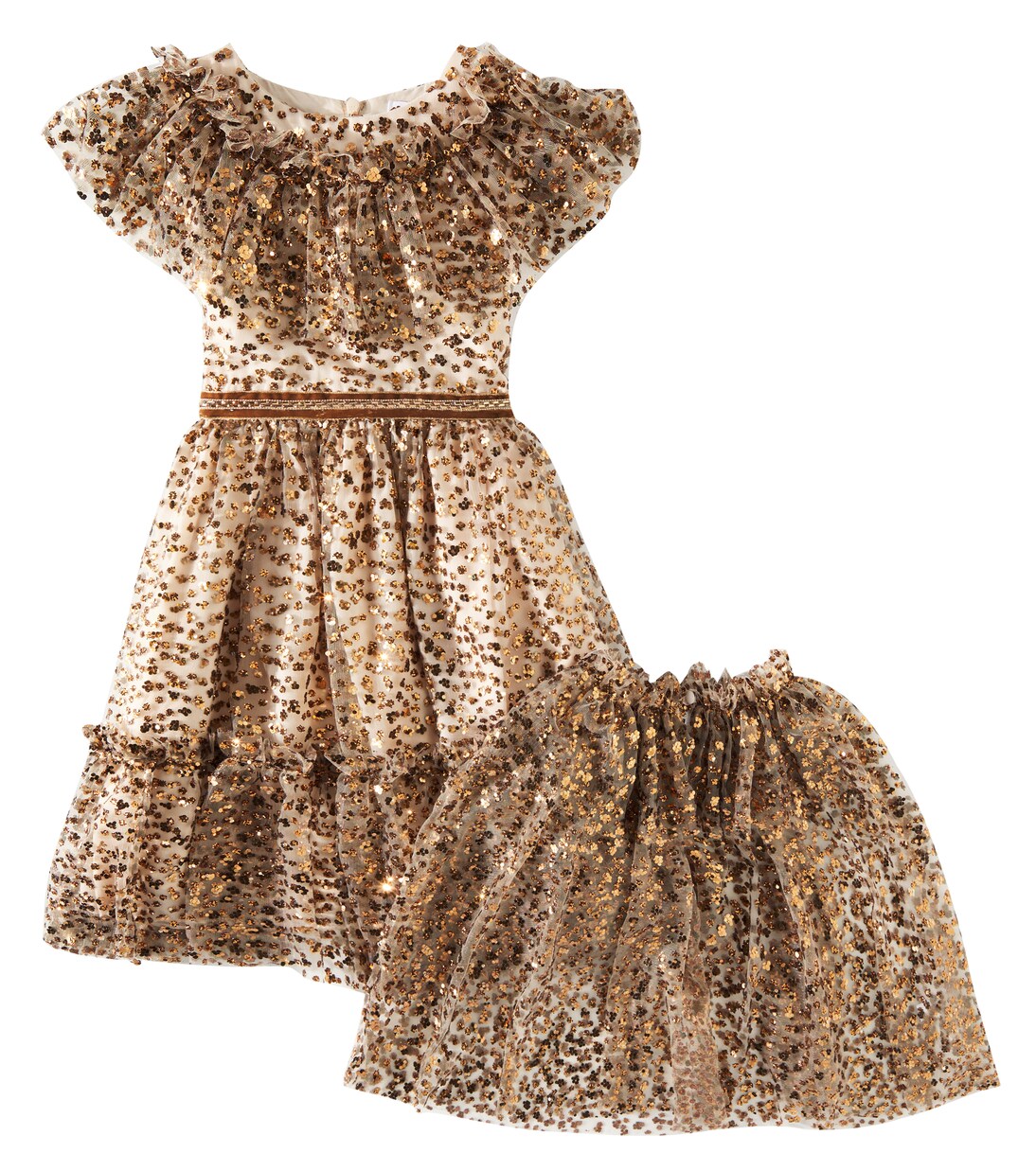 Set de vestido y capa de tul con lentejuelas en marrón - Patachou ...