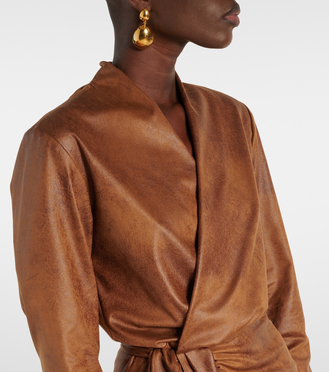 Aleora draped faux suede wrap dress in brown - Isabel Marant | Mytheresa