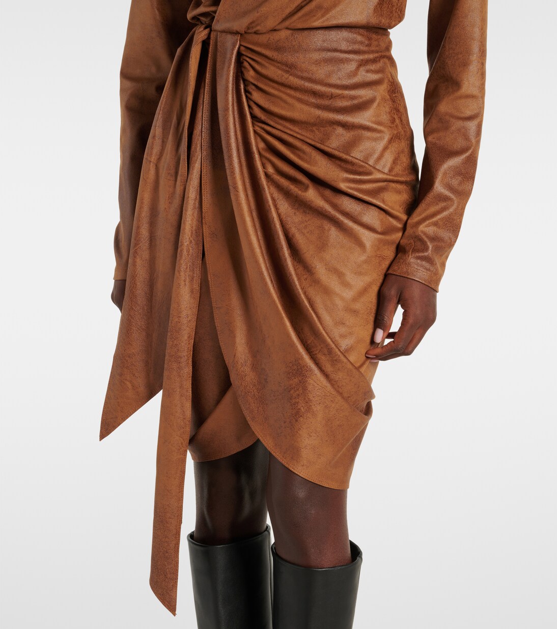 Aleora draped faux suede wrap dress in brown - Isabel Marant | Mytheresa