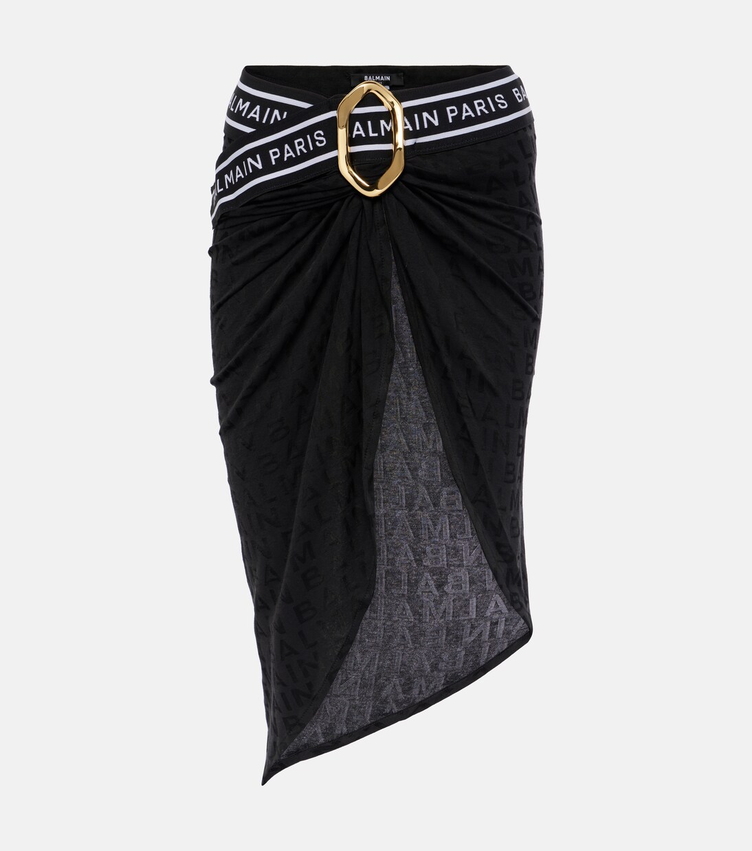 Pareo en mezcla de algodón con logo en negro - Balmain | Mytheresa