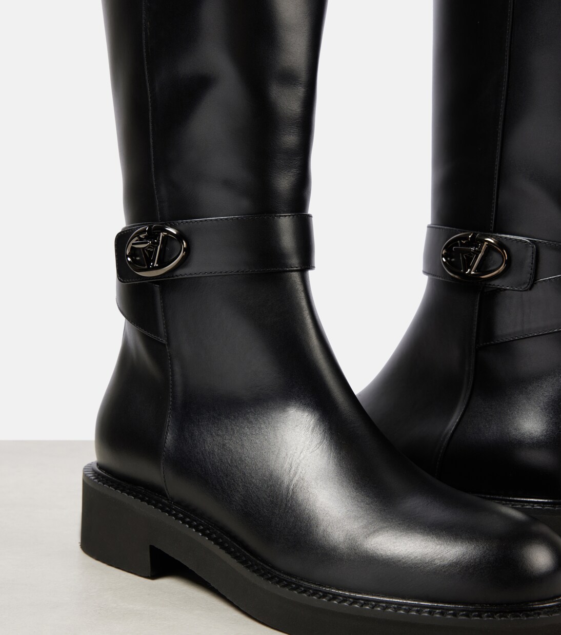 VLogo Locker leather knee-high boots in black - Valentino Garavani ...