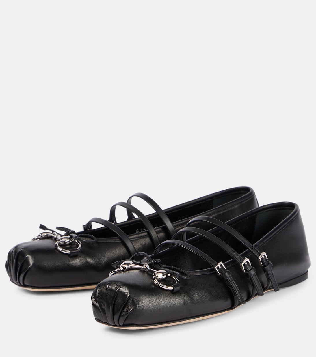Horsebit leather ballet flats in black - Gucci | Mytheresa