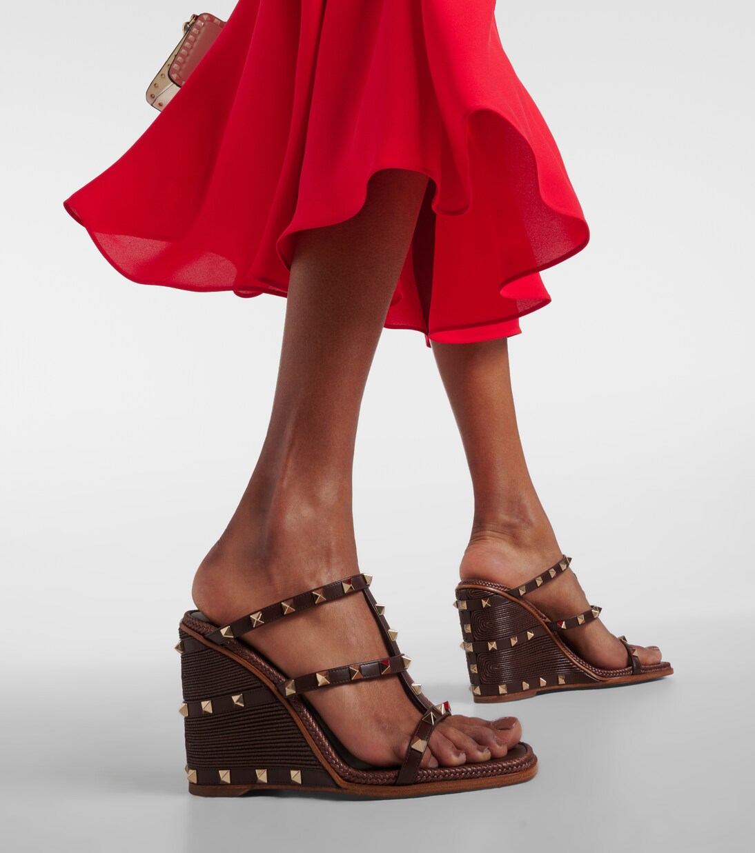 Rockstud leather espadrille wedges in white - Valentino Garavani ...