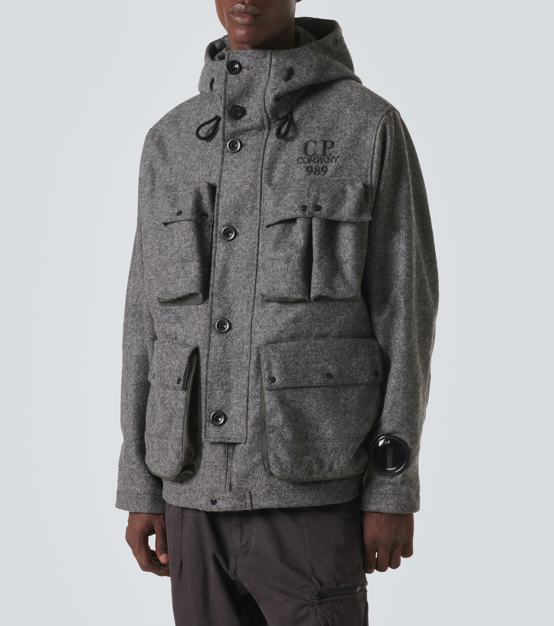 Goggle Lens logo wool puffer jacket in grey - C P Company | Mytheresa