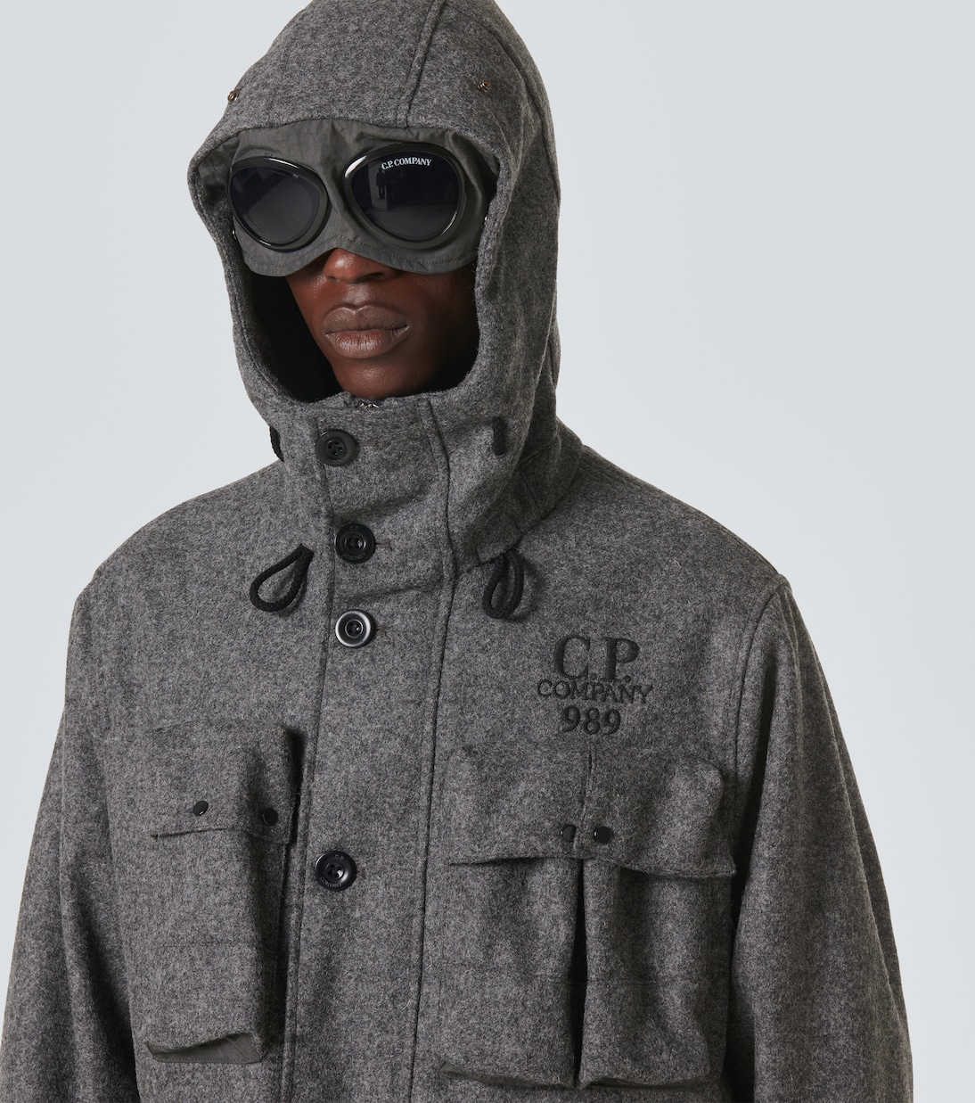 Goggle Lens logo wool puffer jacket in grey - C P Company | Mytheresa