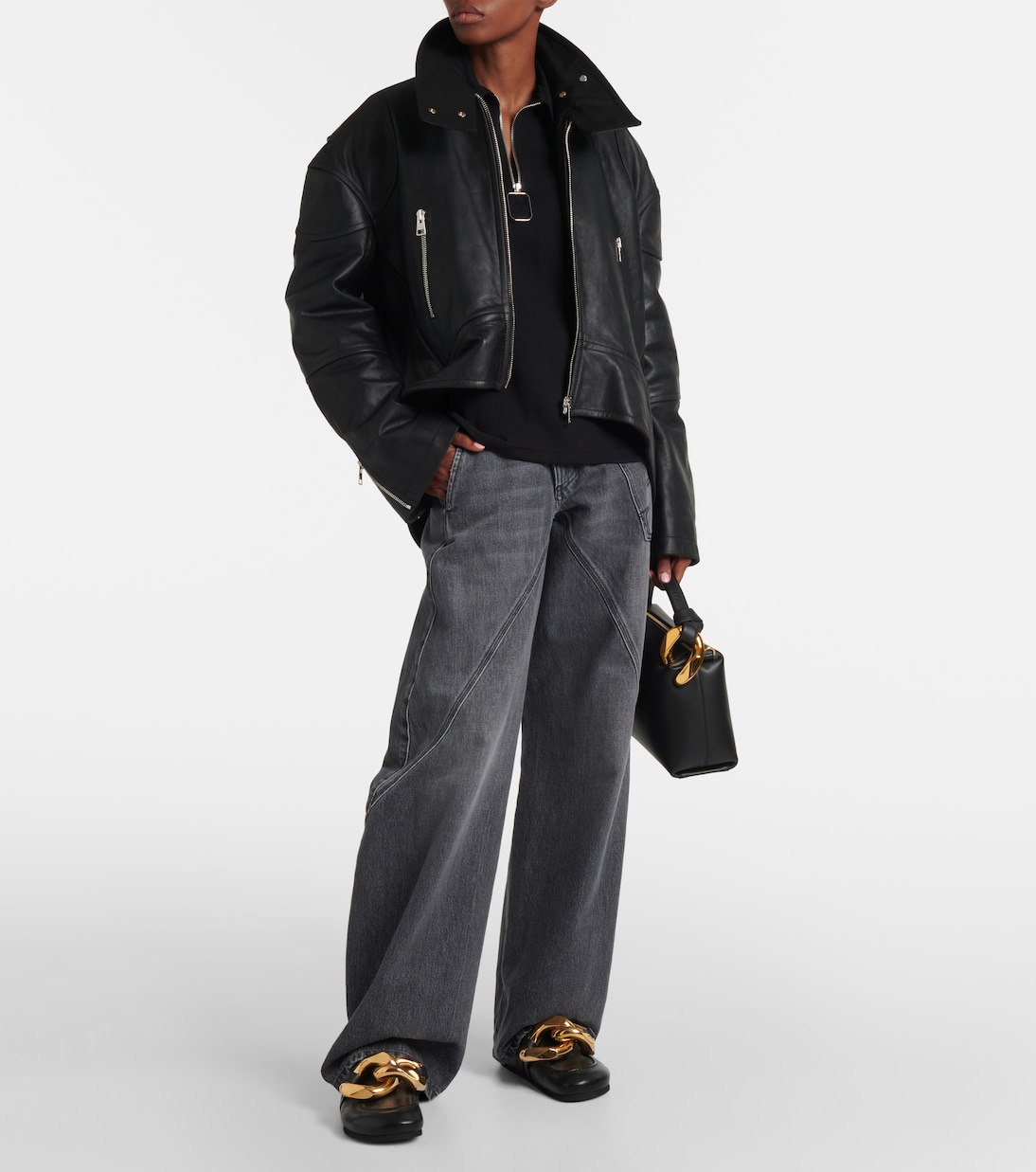 Leather jacket in black - JW Anderson | Mytheresa