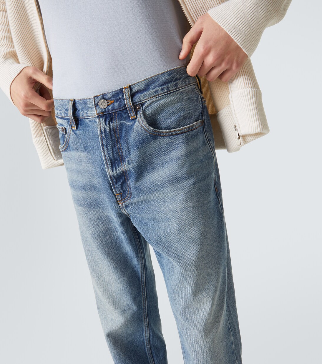 Boxy Jean faded straight jeans in blue - Frame | Mytheresa
