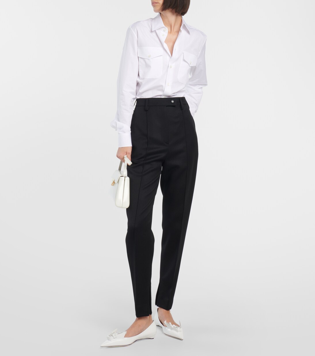 High-rise tapered pants in black - Prada | Mytheresa