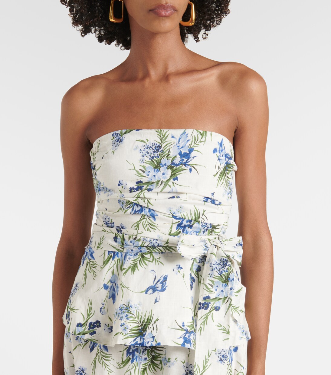 Strapless belted cotton top in white - Veronica Beard | Mytheresa