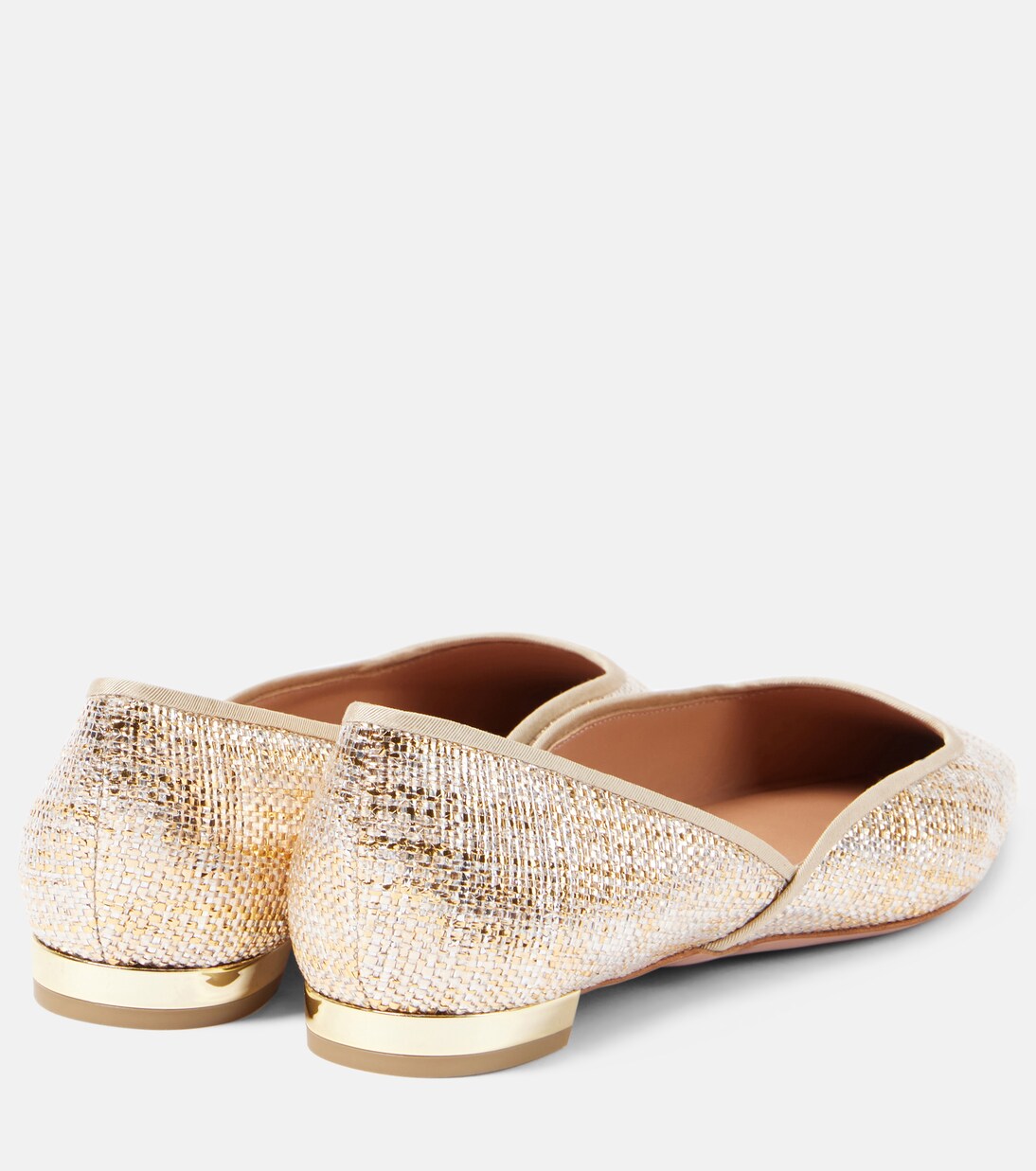 Maia canvas ballet flats in gold - Aquazzura | Mytheresa