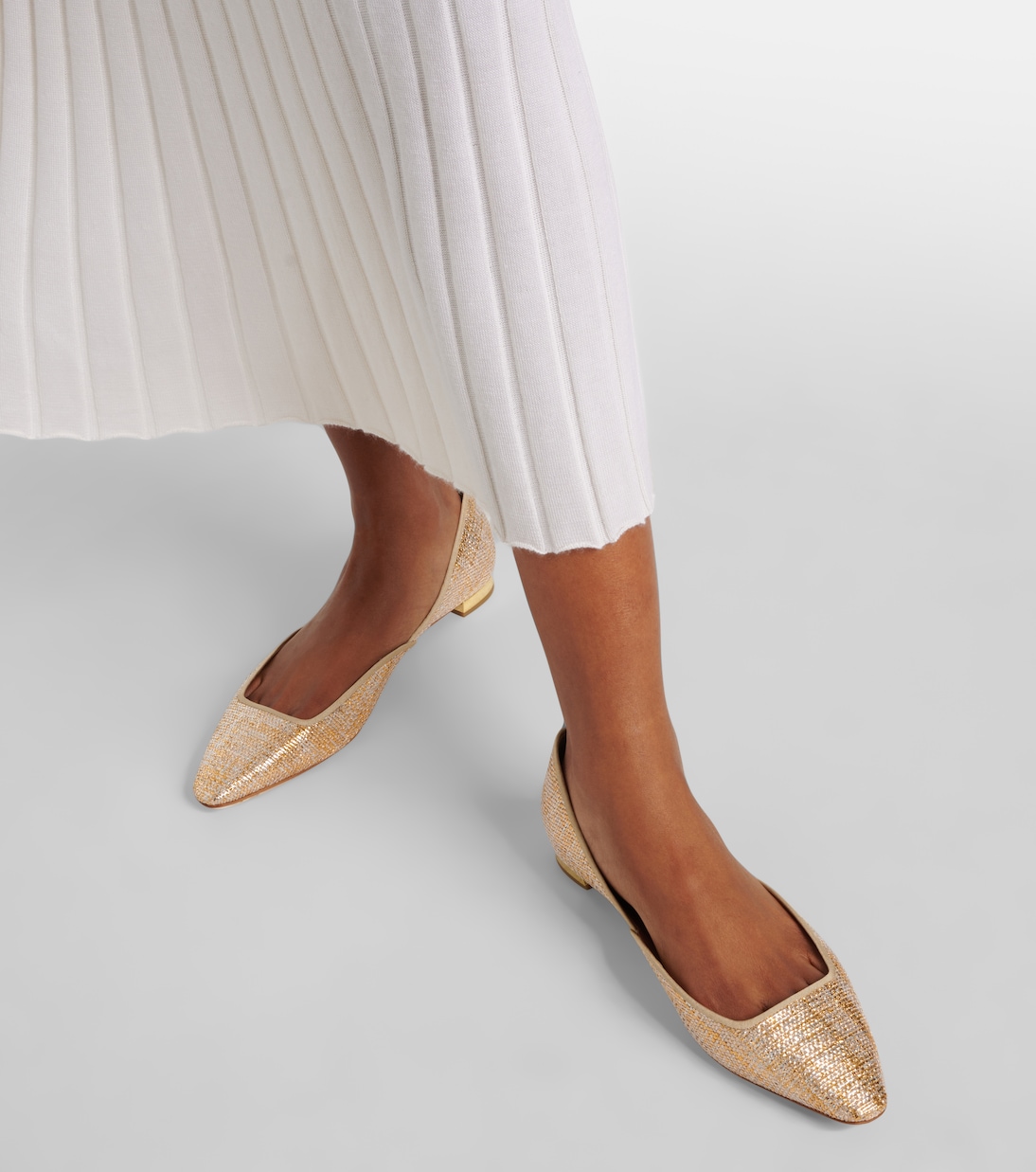 Maia canvas ballet flats in gold - Aquazzura | Mytheresa