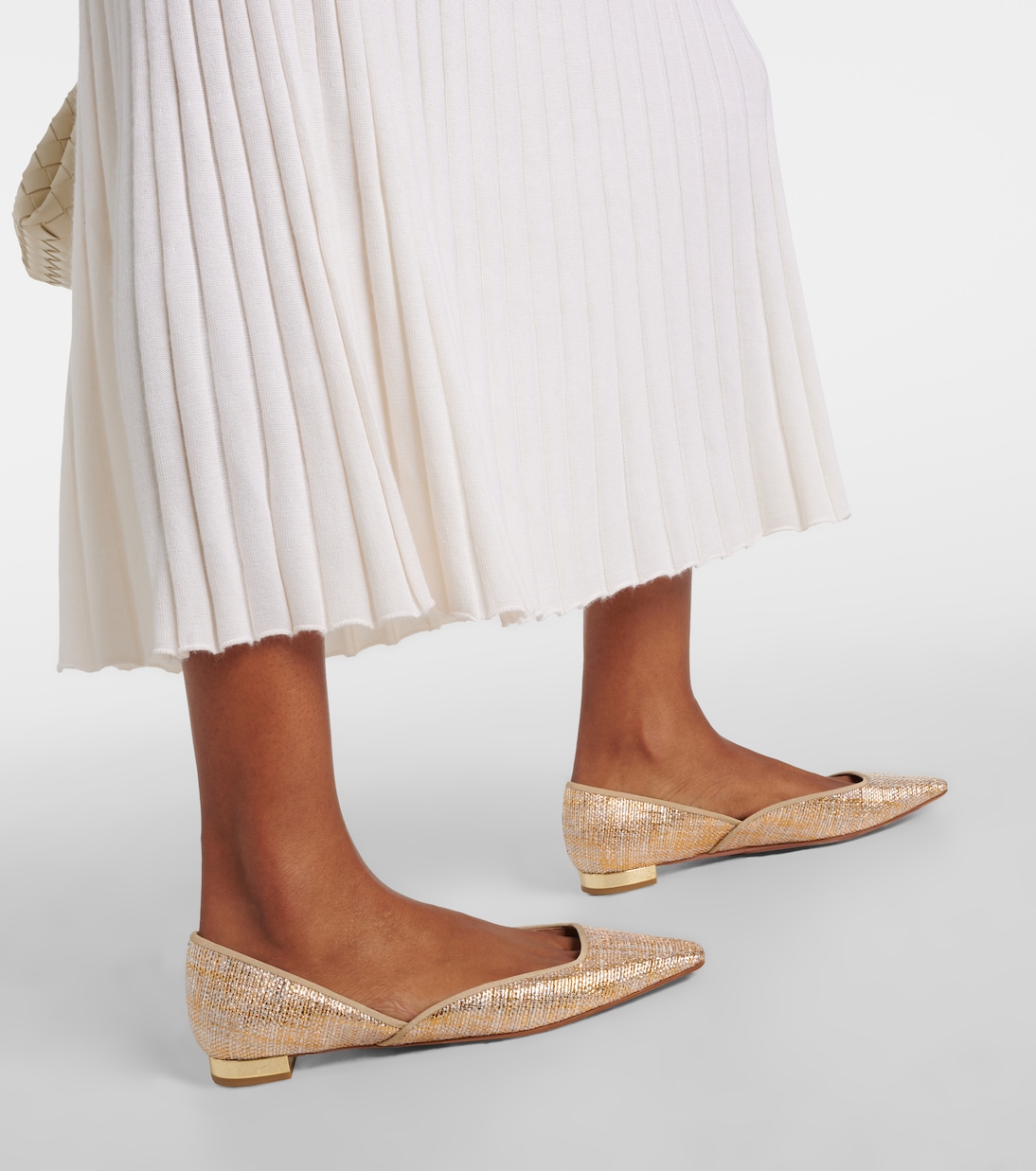 Maia canvas ballet flats in gold - Aquazzura | Mytheresa