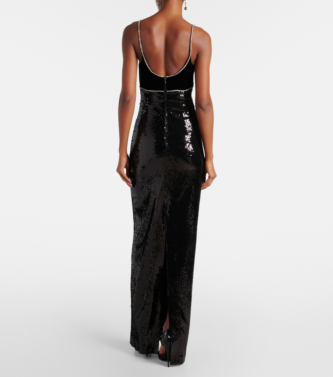 x Nicky Hilton Lena bow-detail sequined gown in black - Rebecca ...