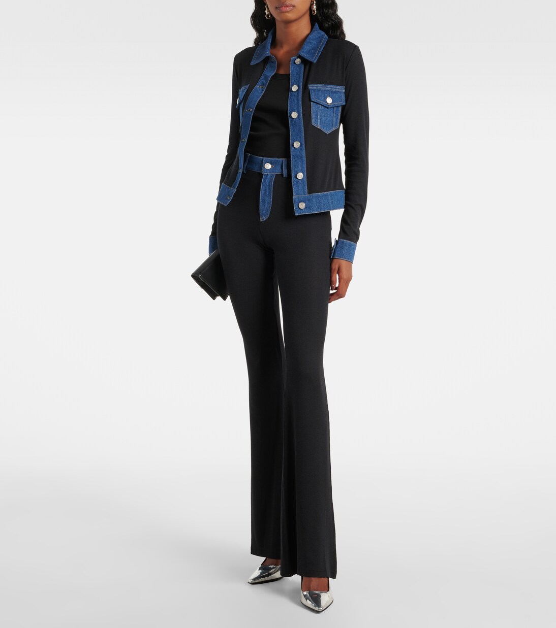 Denim-trimmed top in black - Coperni | Mytheresa