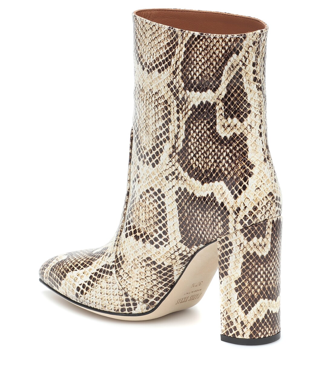 Snake-effect leather ankle boots in beige - Paris Texas | Mytheresa