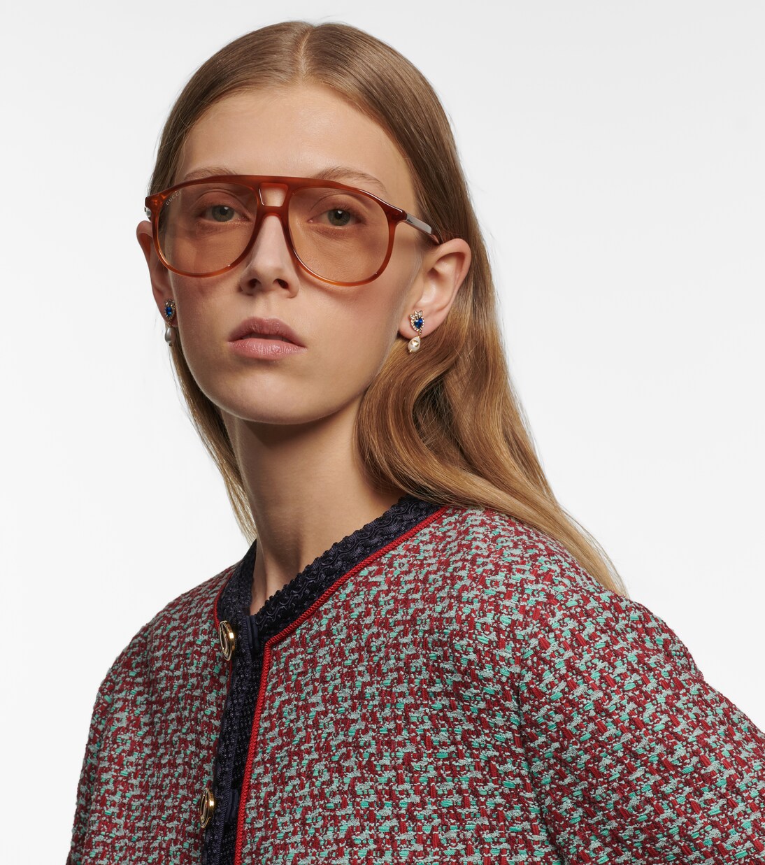 Aviator Glasses In Orange Gucci Mytheresa