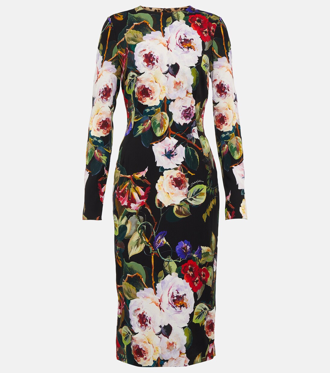 Floral silk-blend midi dress in multicoloured - Dolce Gabbana | Mytheresa