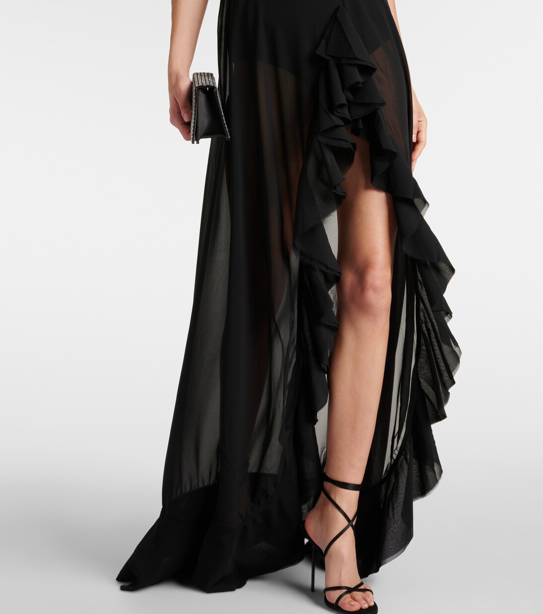 Isabel ruffled chiffon maxi dress in black - Bananhot | Mytheresa