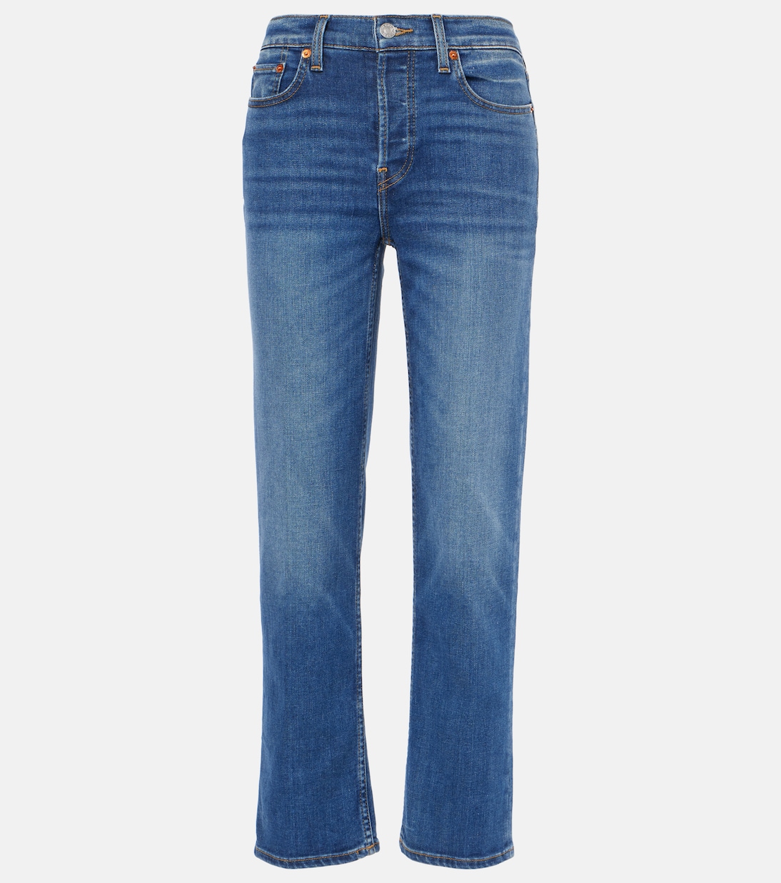 Stove Pipe mid-rise straight jeans in blue - Re Done | Mytheresa