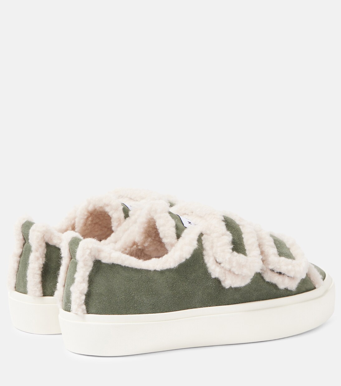 Shearling-trimmed suede sneakers in green - Inuikii | Mytheresa