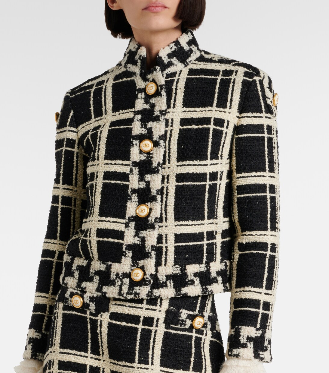 Mossi wool-blend tweed jacket in black - Valentino | Mytheresa