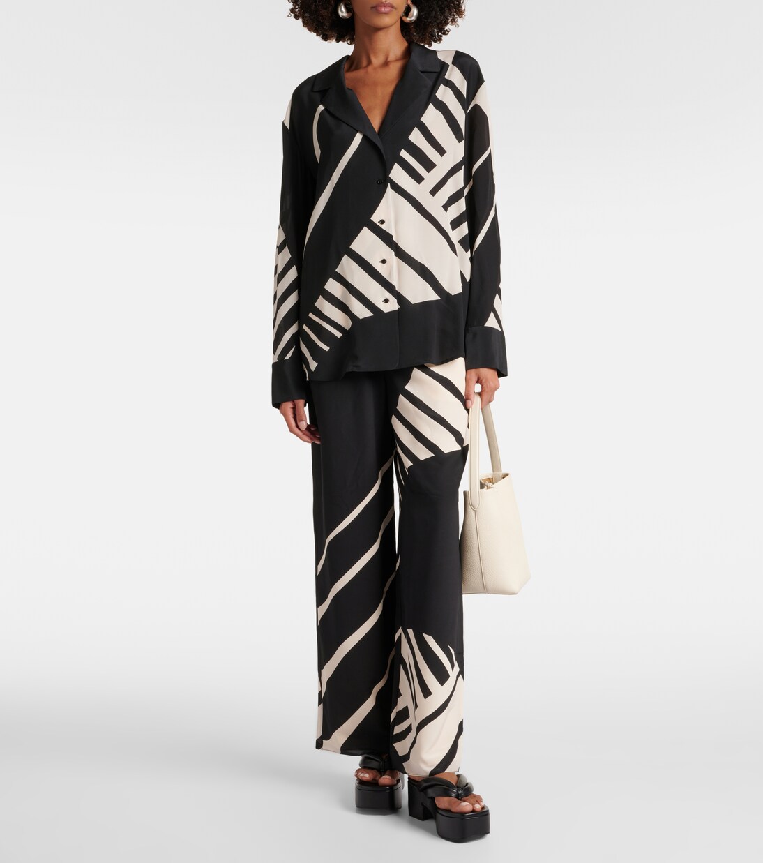 Printed mid-rise silk wide-leg pants in multicoloured - SIR | Mytheresa