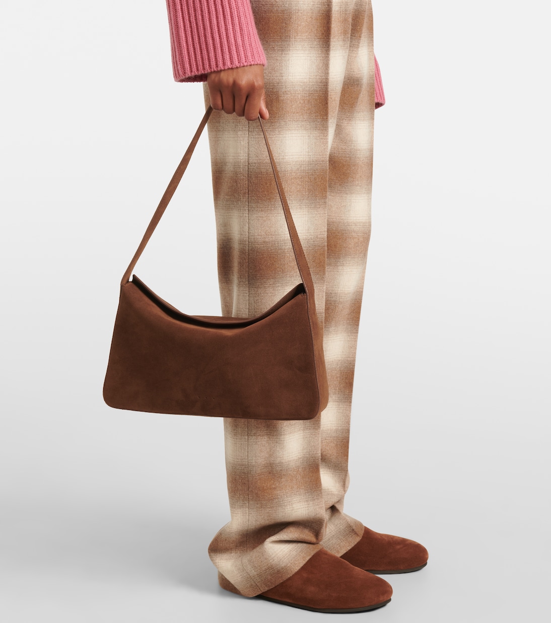 Suede shoulder bag in brown - Aesther Ekme | Mytheresa