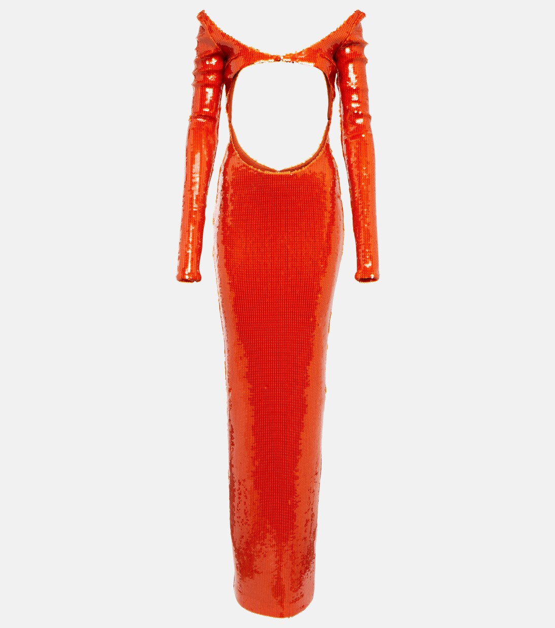 Sequined cutout off-shoulder gown in orange - La Quan Smith | Mytheresa