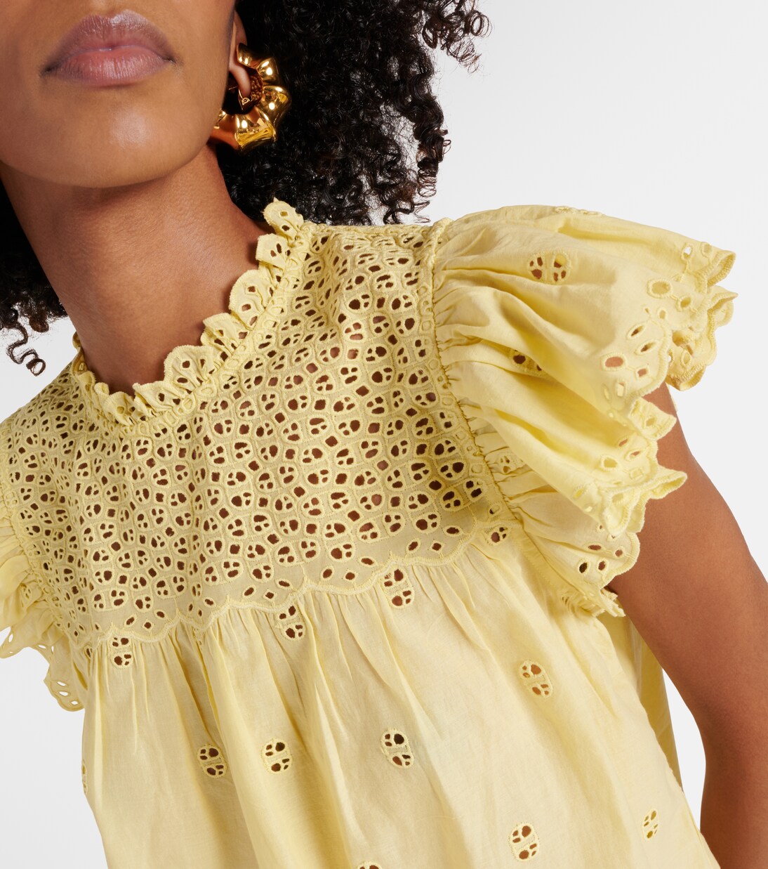 Kassi cotton voile top in yellow - Ulla Johnson | Mytheresa