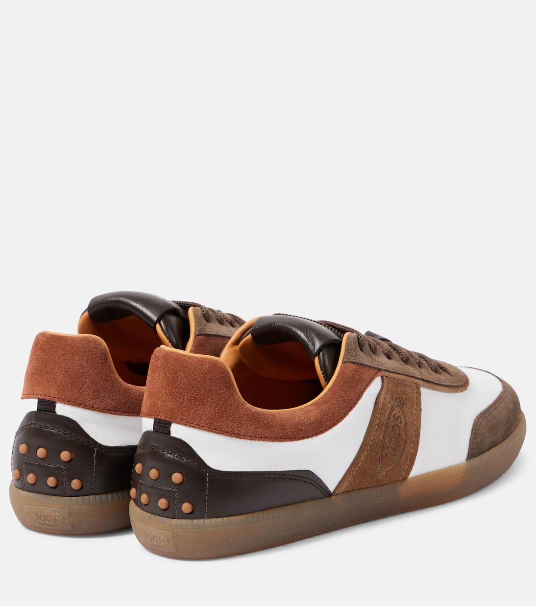 Tabs suede-trimmed leather sneakers in brown - Tods | Mytheresa