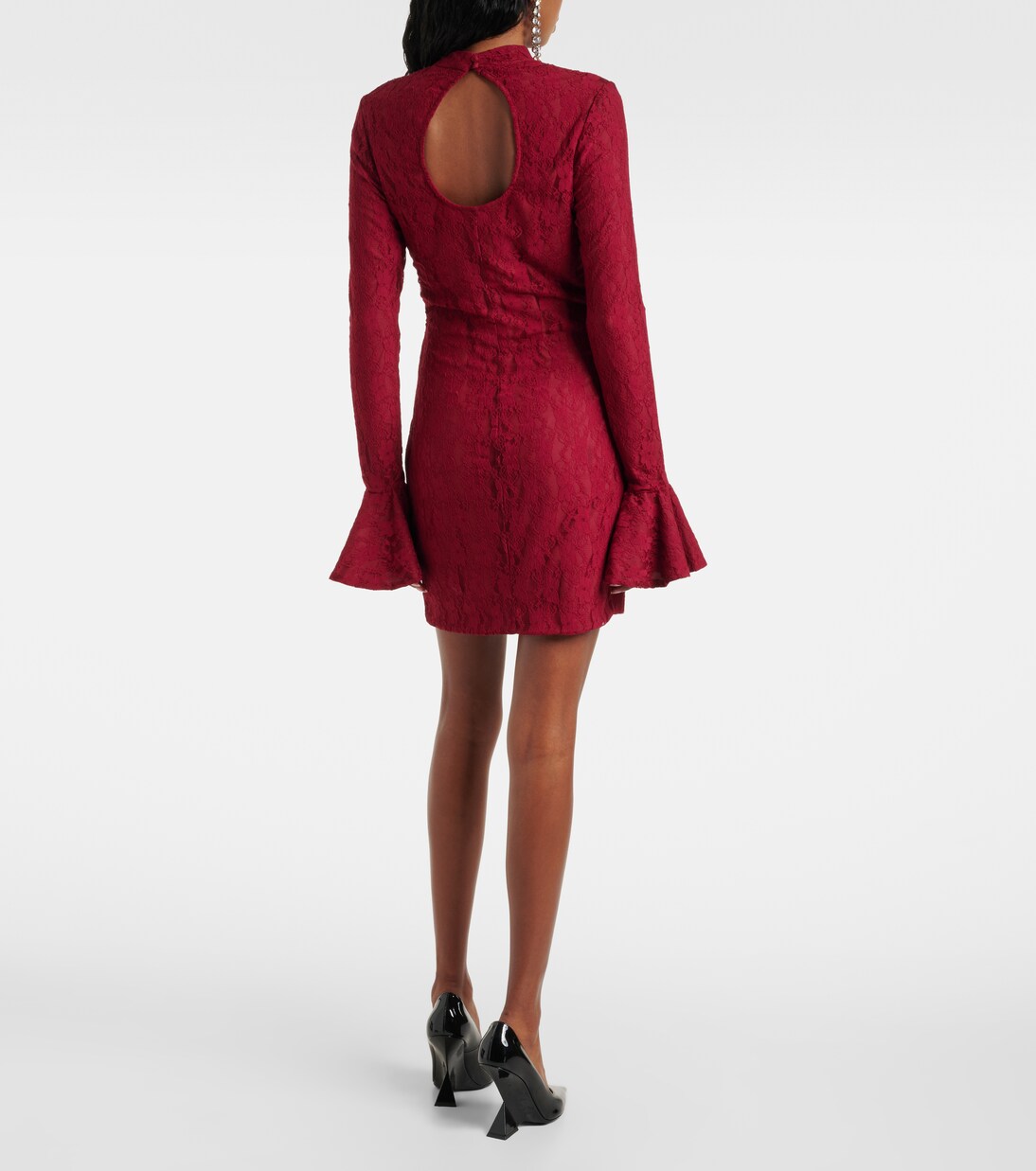 Open-back lace minidress in red - Rotate | Mytheresa