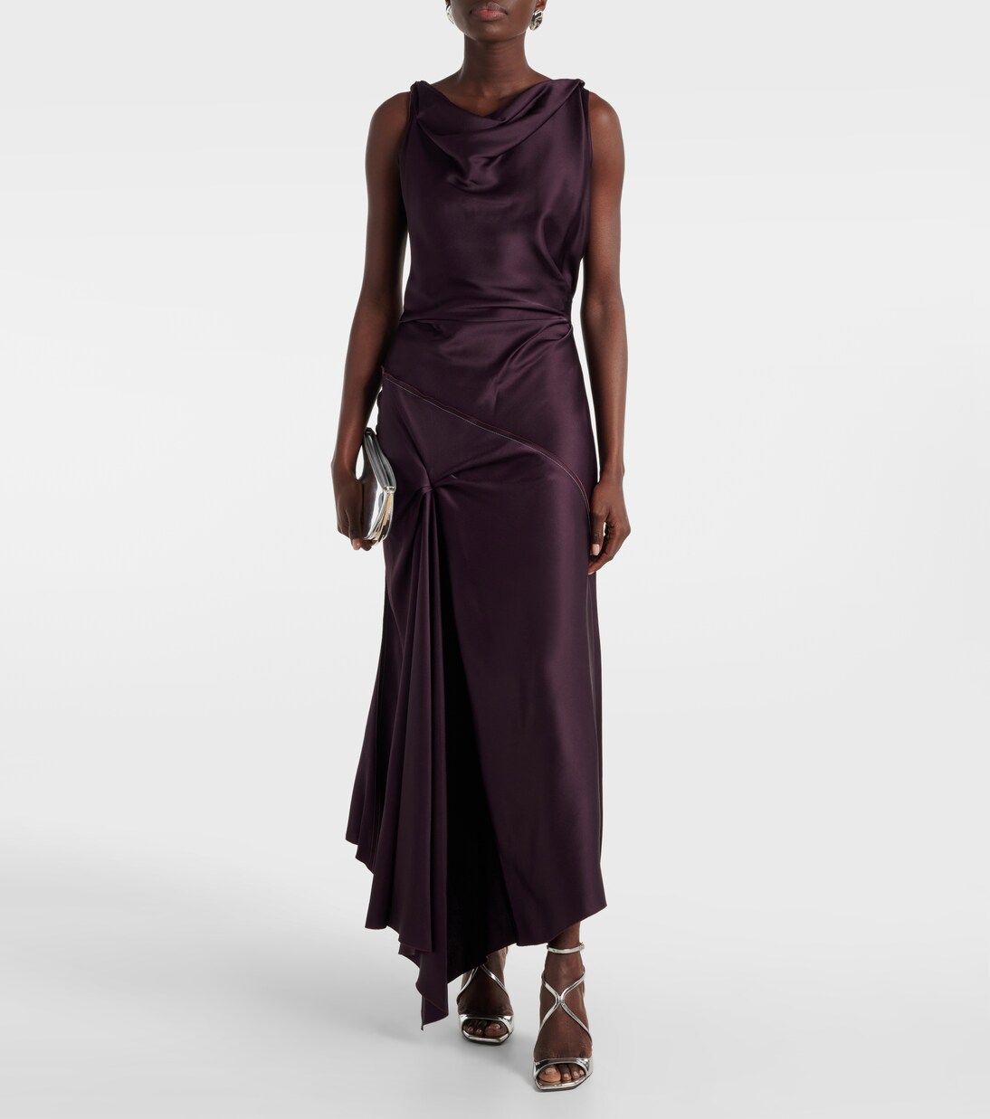 Asymmetric draped maxi dreess in purple - Victoria Beckham | Mytheresa