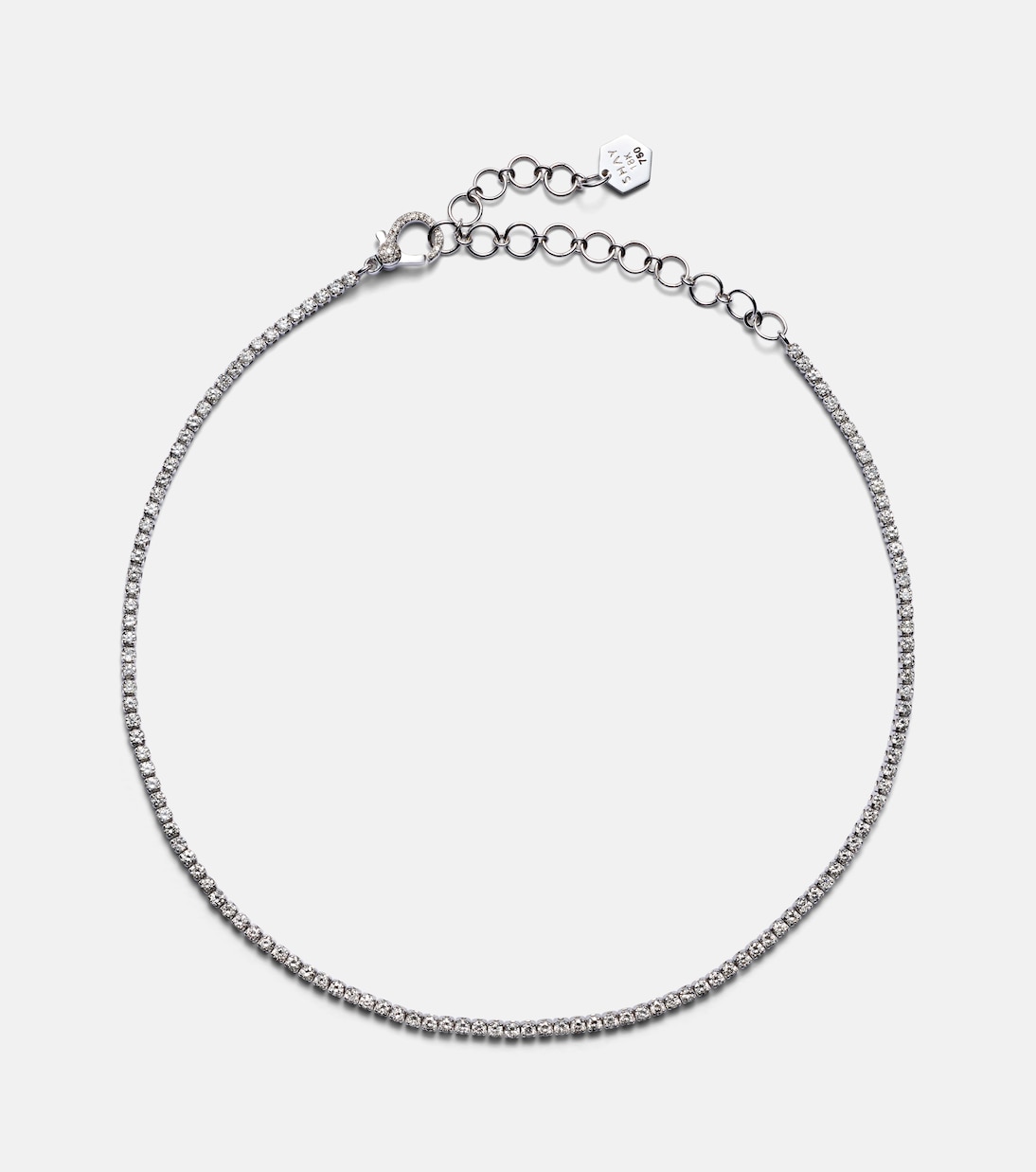 Choker Diamond Single Line Threads en or blanc 18 ct et diamants en ...