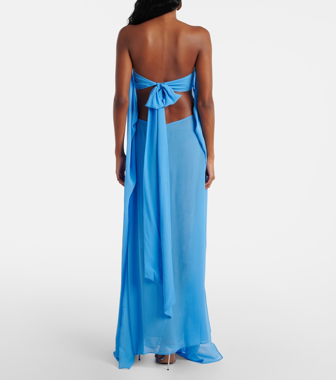 Silk bustier dress in blue - Christopher Esber | Mytheresa