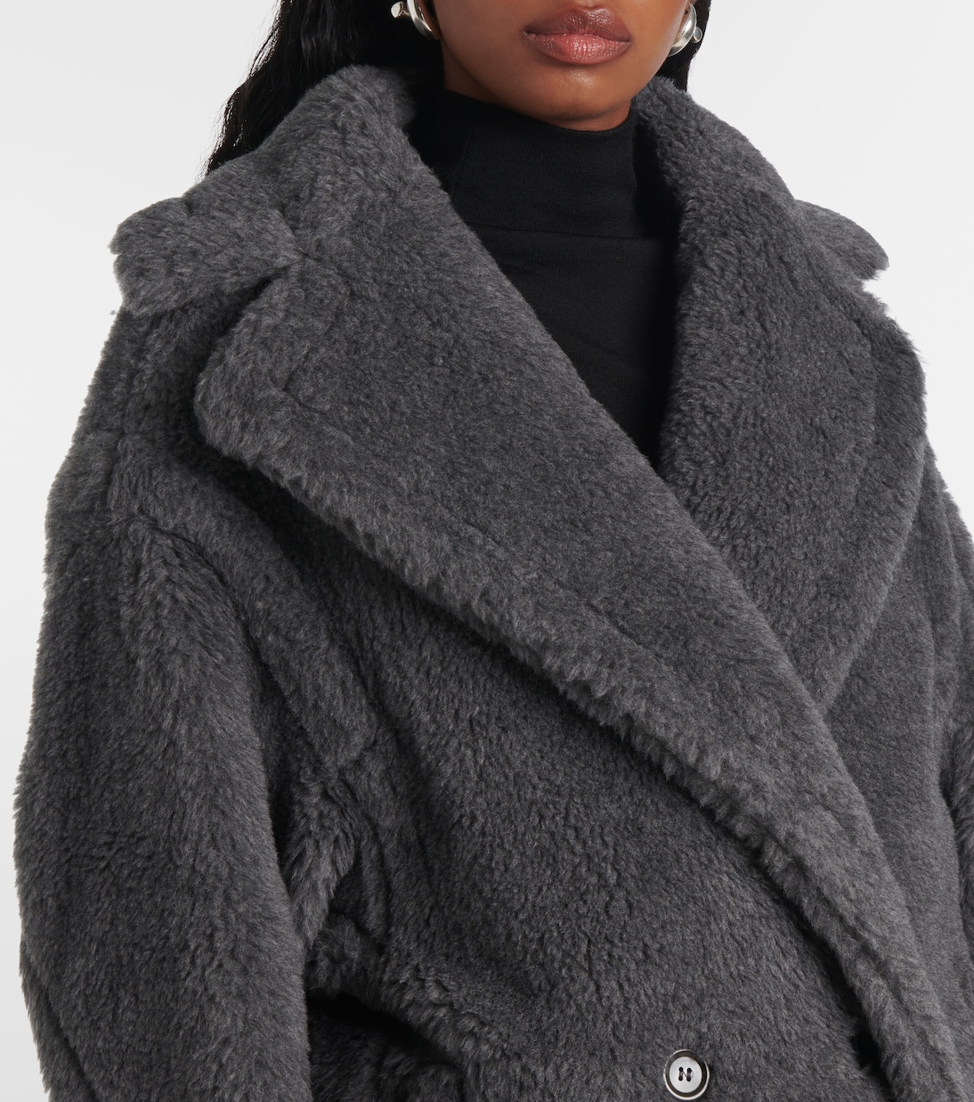 Teddy Bear Icon wool and silk-blend teddy coat in grey - Max Mara ...