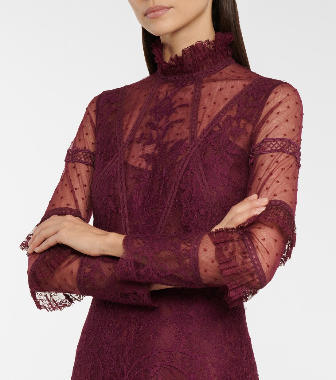 Anastasia French tulle and lace gown in red - Costarellos | Mytheresa