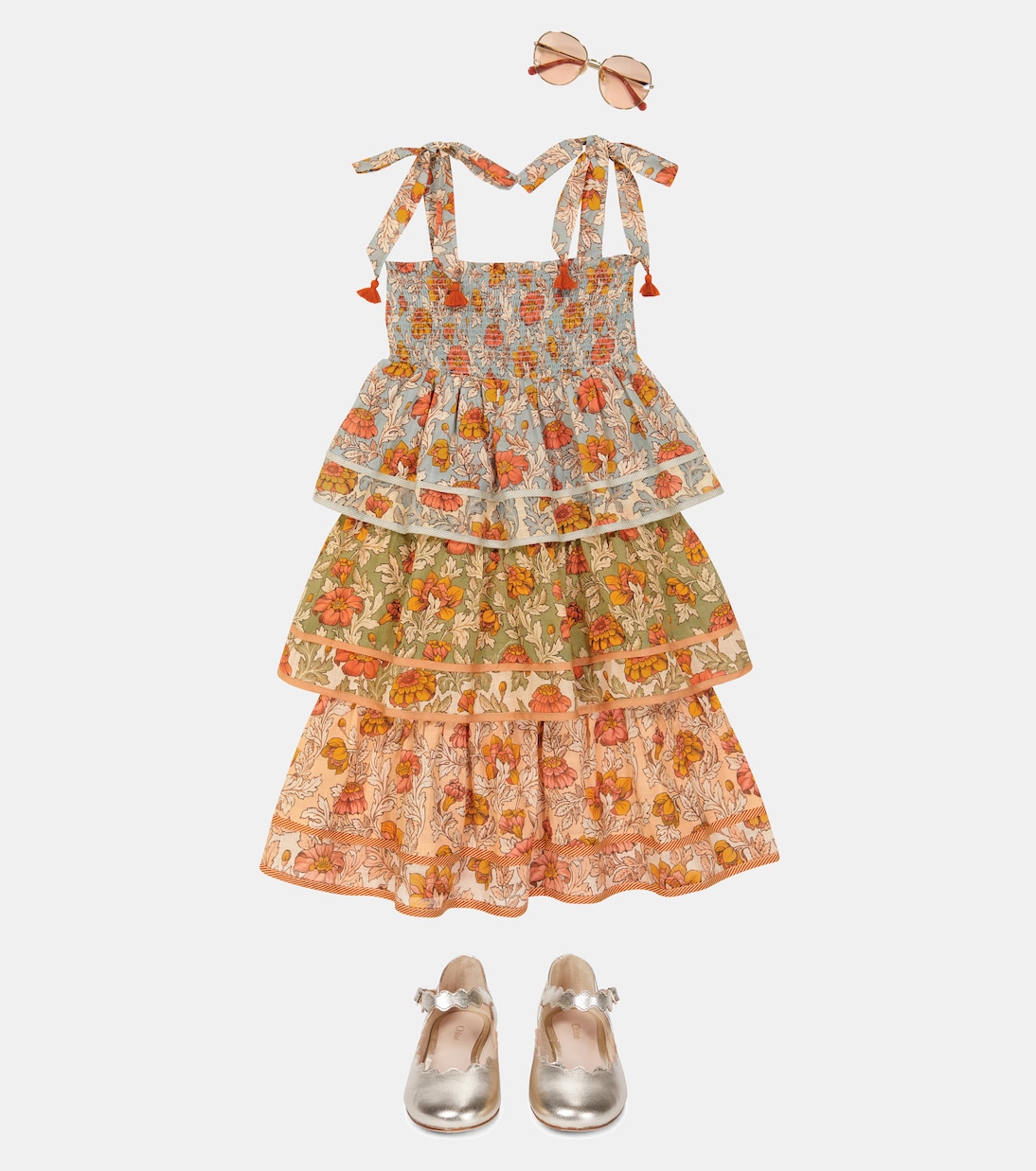 Andie tiered cotton dress in multicoloured - Zimmermann Kids | Mytheresa