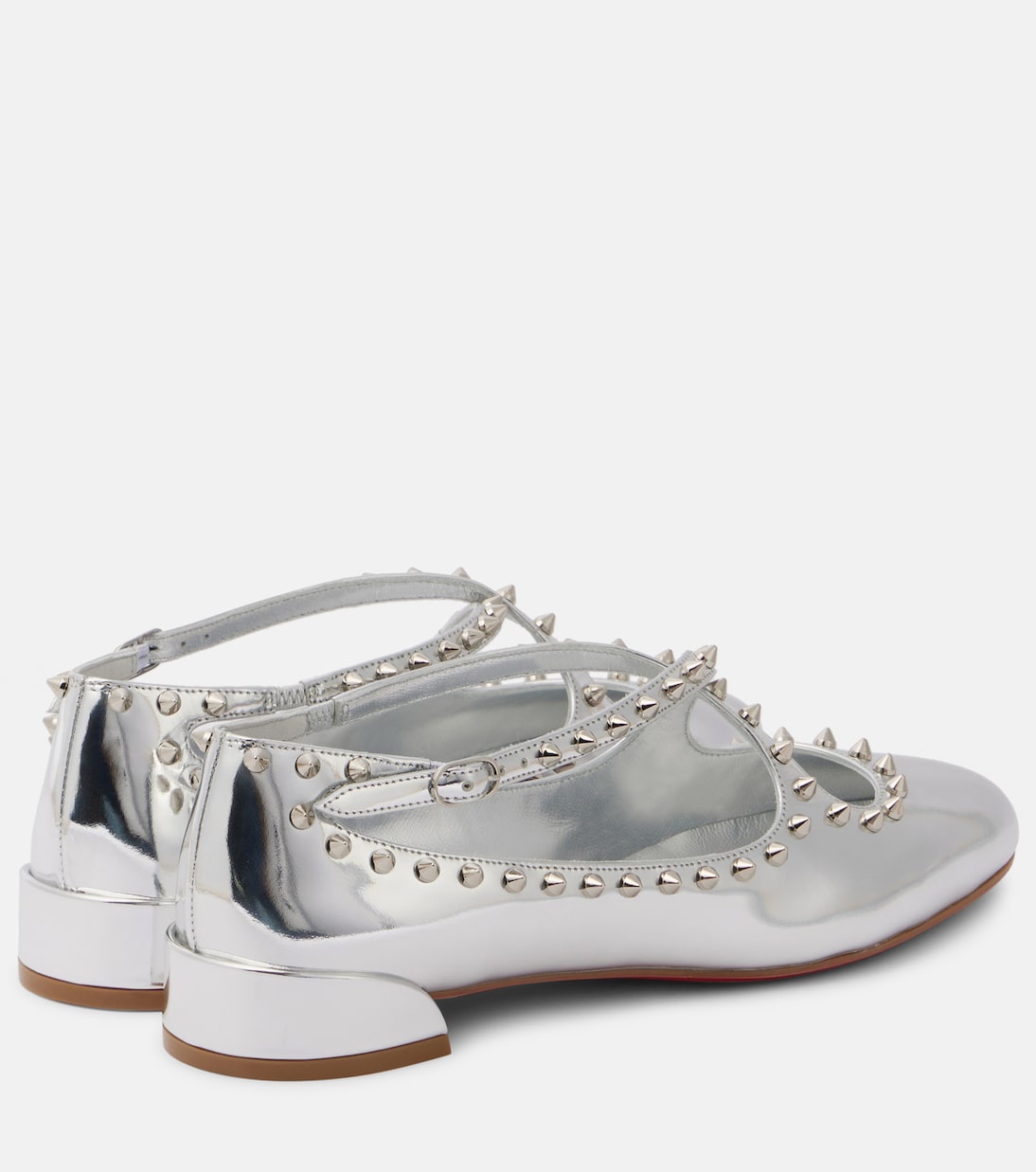 Pilouta Jane spiked metallic leather ballet flats in silver - Christian ...