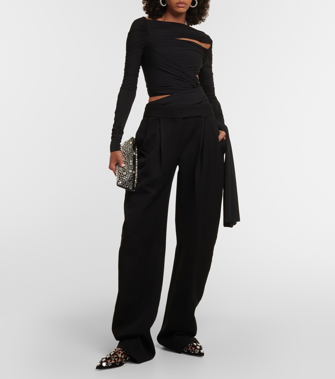 Asymmetrical draped top in black - The Attico | Mytheresa