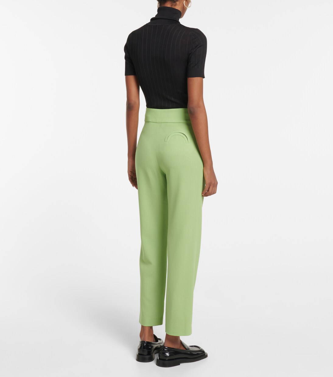 High-rise straight virgin wool pants in green - Blaze Milano | Mytheresa