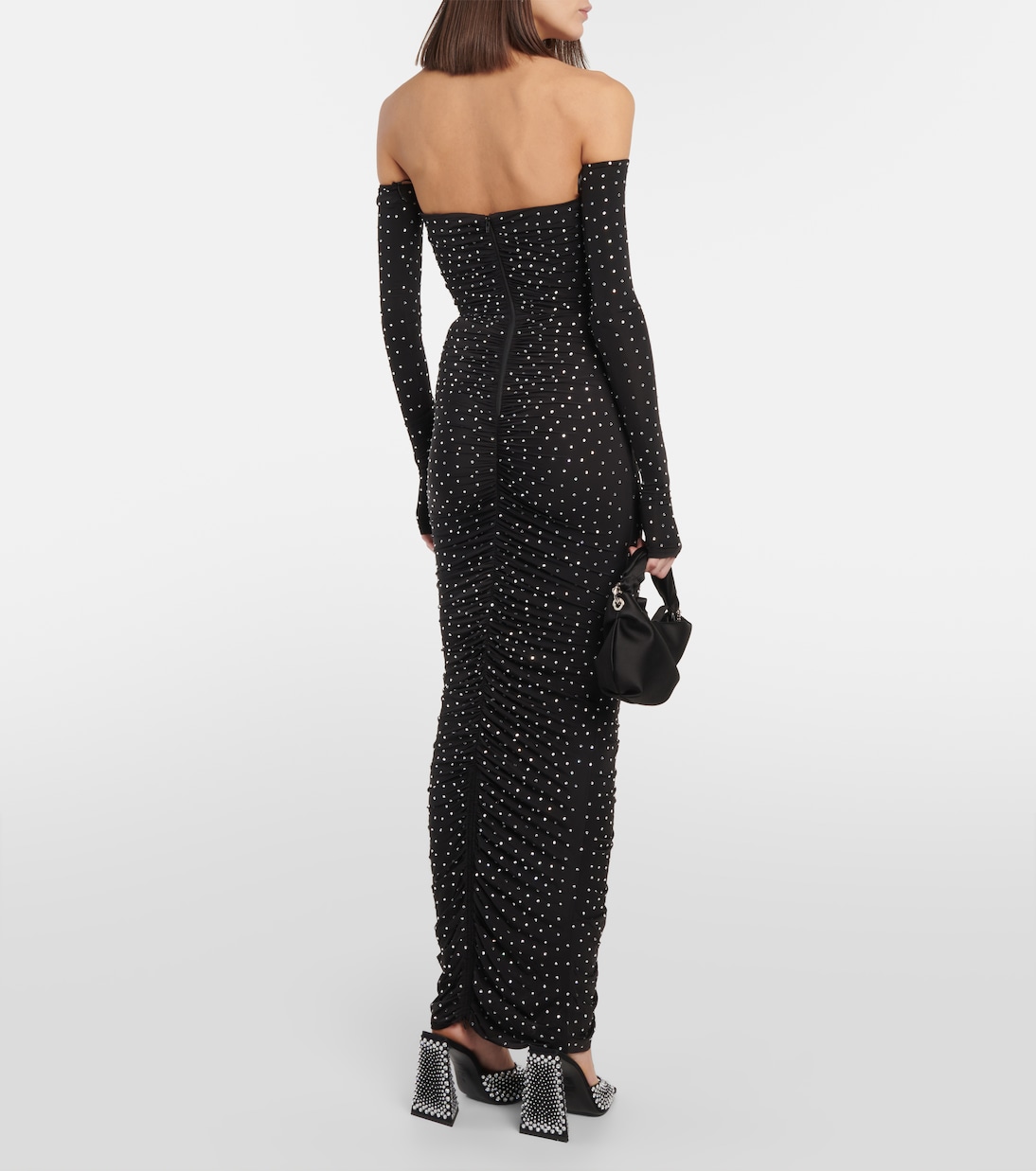 Embellished strapless jersey maxi dress in black - Alex Perry | Mytheresa