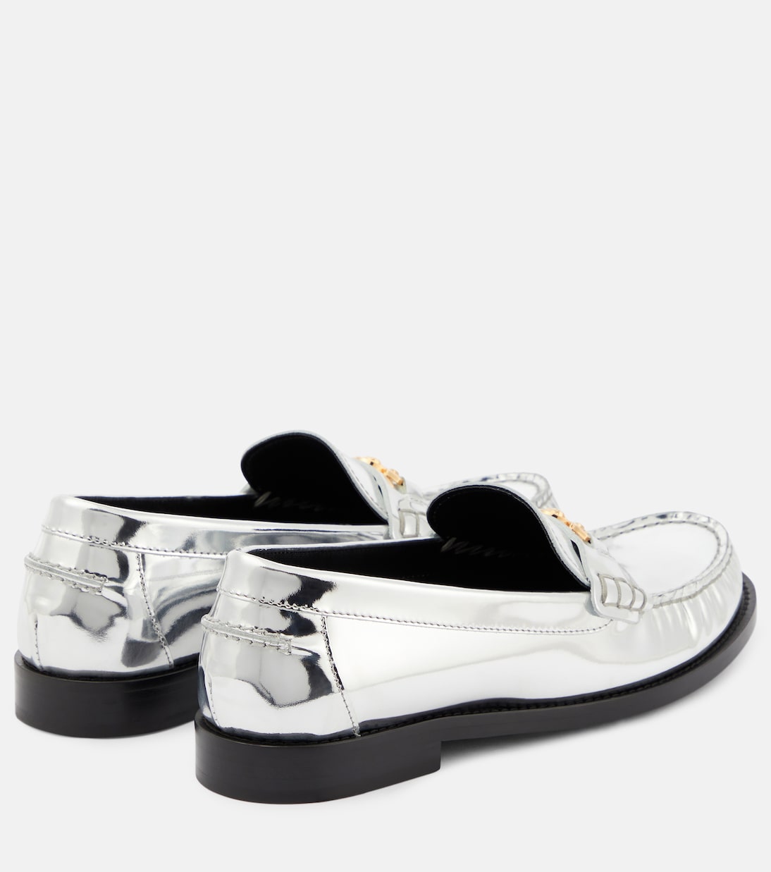 Medusa '95 metallic leather loafers in silver - Versace | Mytheresa